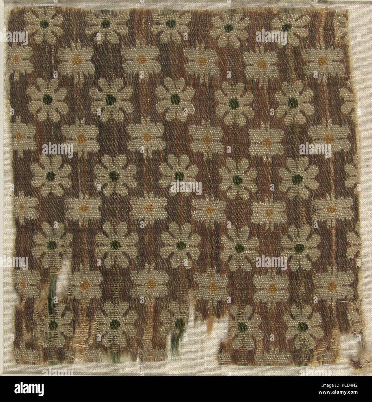 Textile with Flower Motif, 15th century, German, Silk, Overall: 4 1/2 x ...