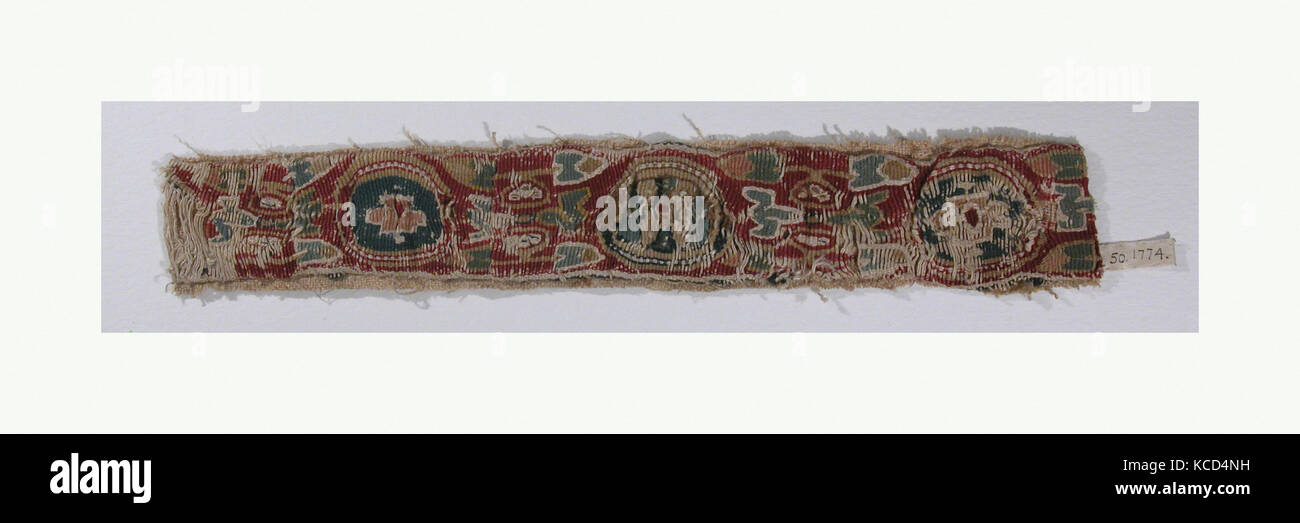 Band, 6th–8th century, Attributed to Egypt, Linen, wool; tapestry weave ...