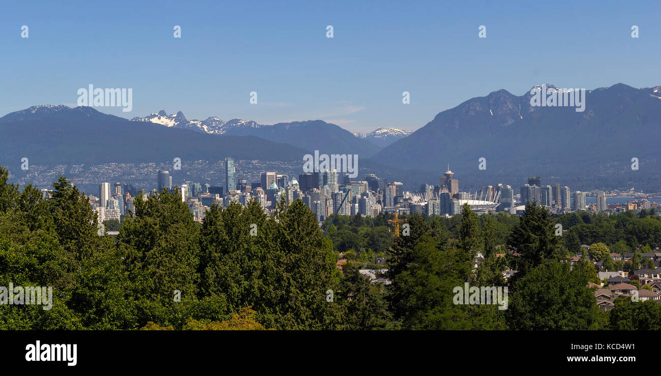 Vancouver British Columbia Canada city skyline and mountains scenic ...