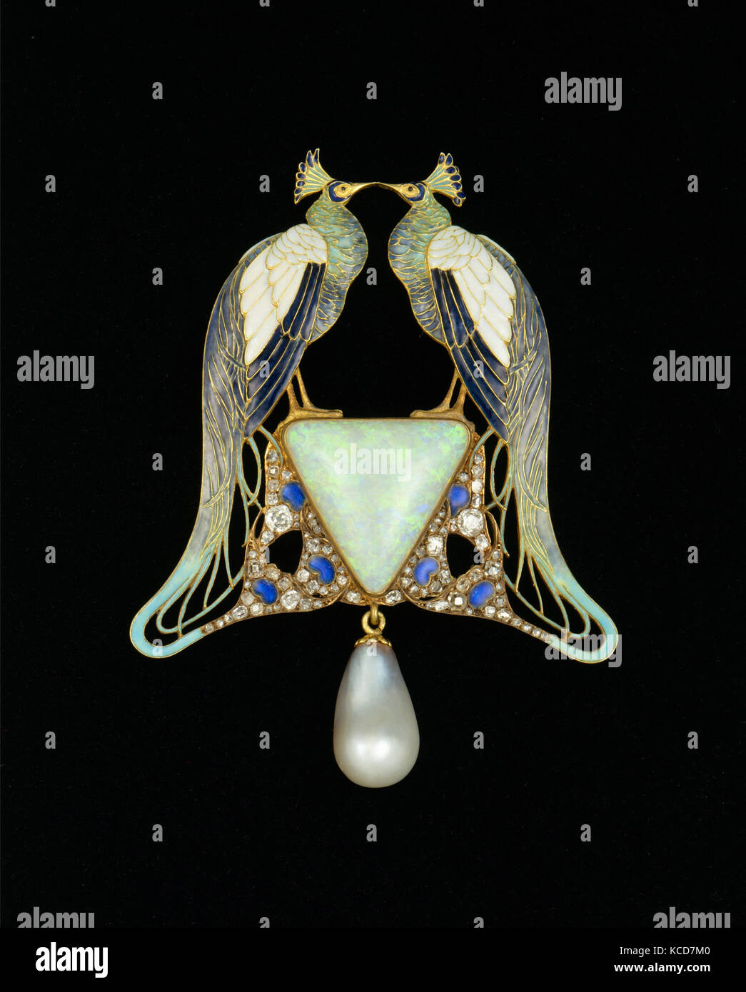 Pendant, ca. 1901, French, Paris, Gold, enamel, opal, pearl, diamonds ...