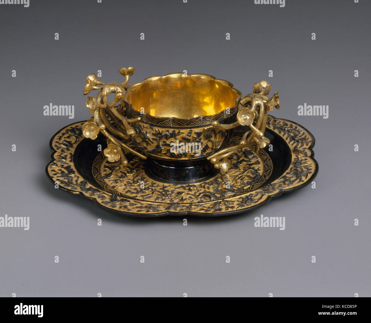 Tea Cup and Saucer, Edo period (1615–1868), dated 1731, Japan, Shakudo ...