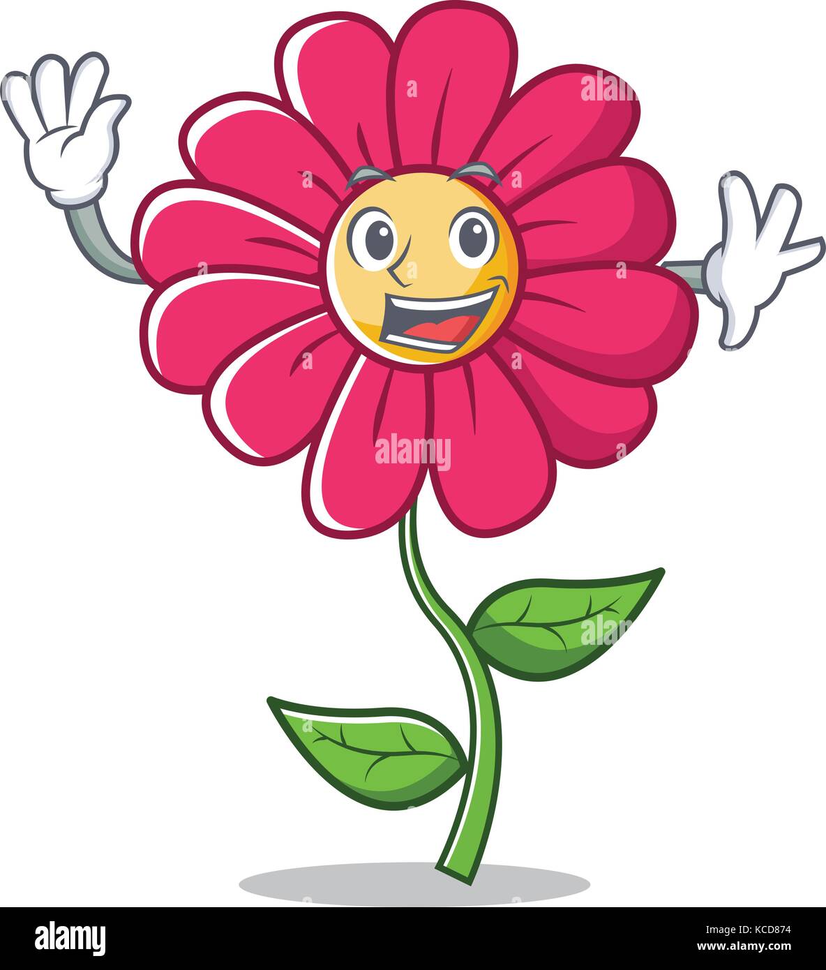 Waving pink flower character cartoon Stock Vector Image & Art - Alamy