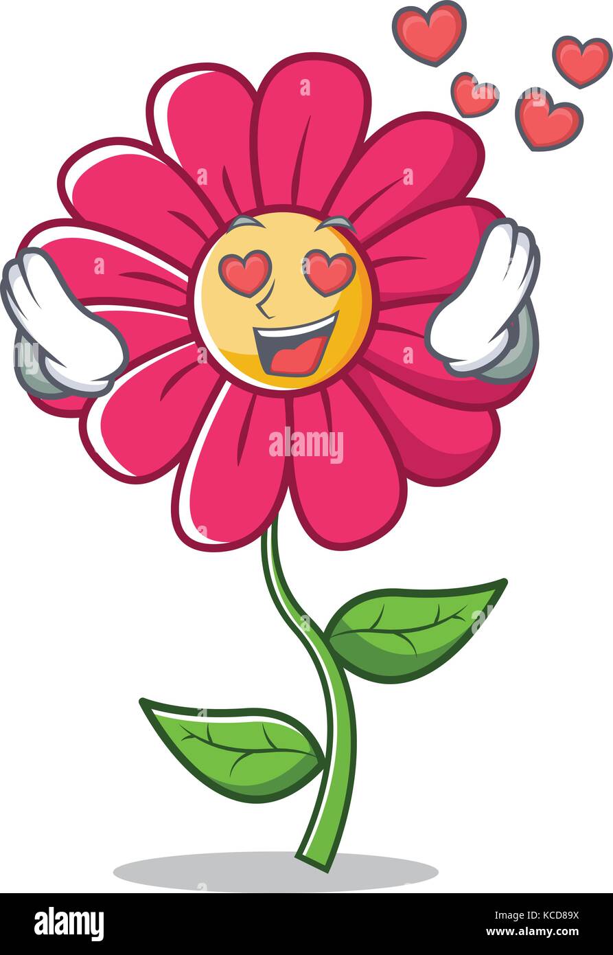 In love pink flower character cartoon Stock Vector Image & Art - Alamy