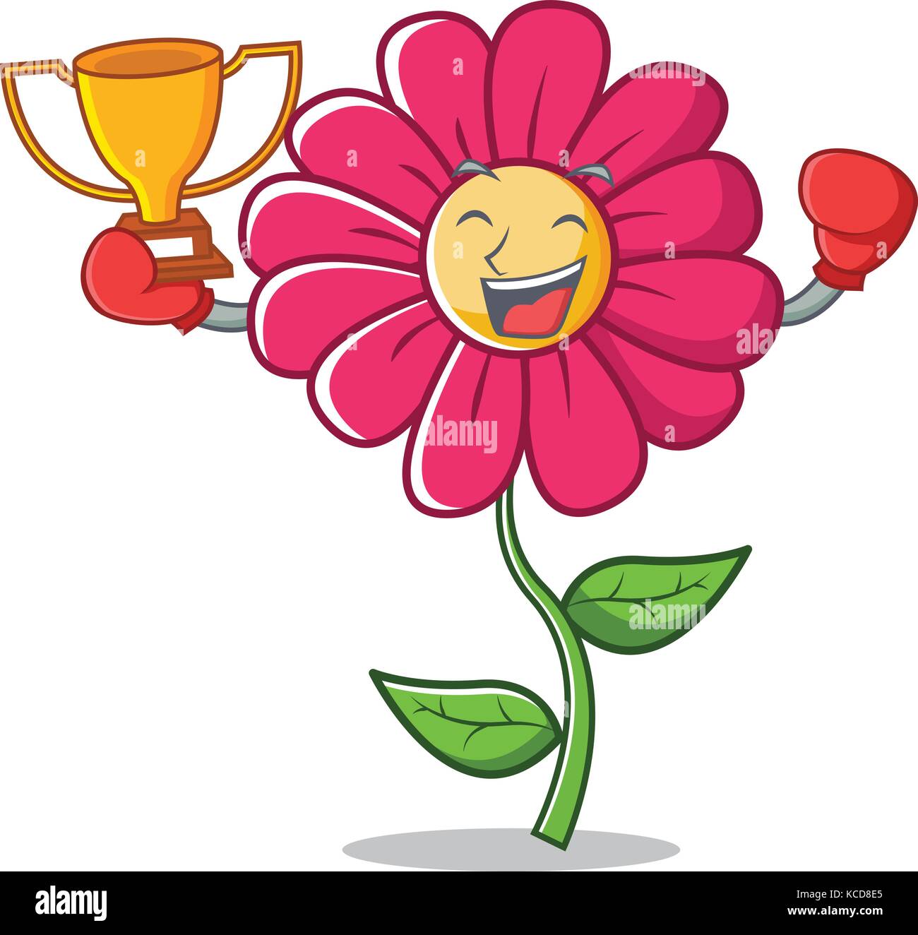 Boxing winner pink flower character cartoon Stock Vector Image & Art ...