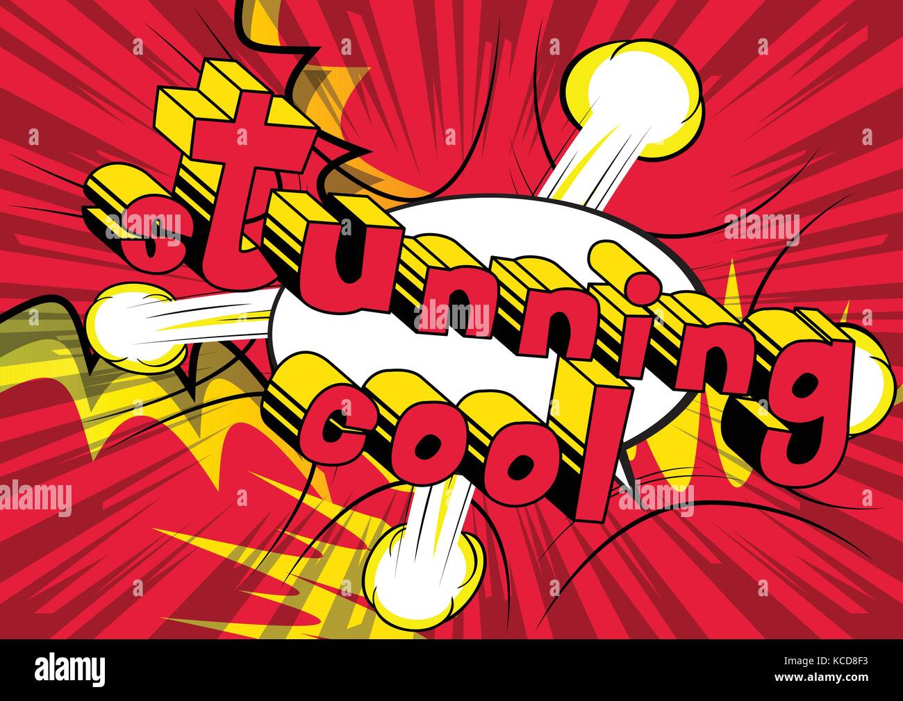 Stunning Cool - Comic book style word on abstract background Stock ...