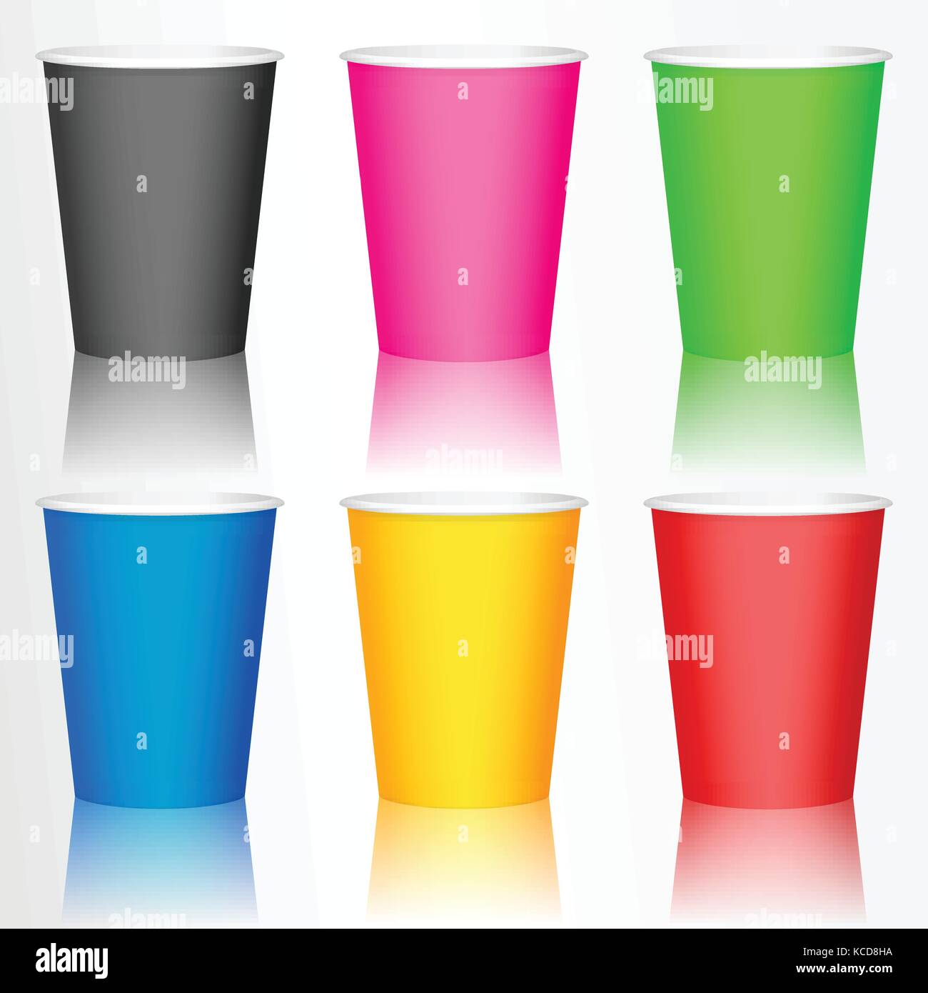 Plastic color coffee cup set on a white background Stock Vector Image ...