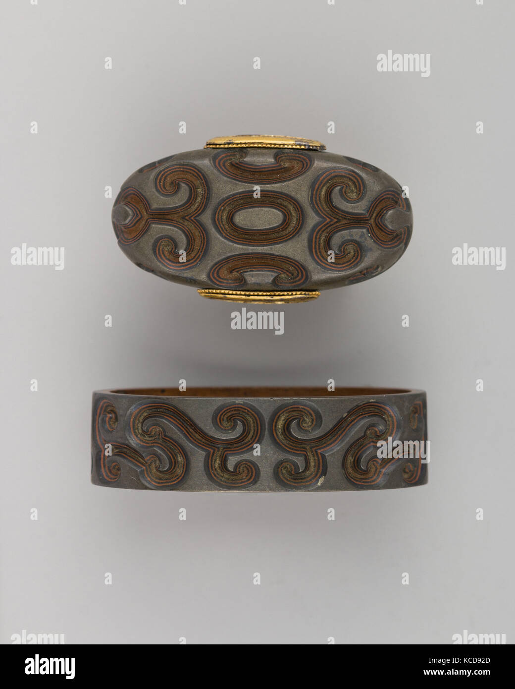 Sword-Hilt Collar and Pommel (Fuchigashira), 18th century Stock Photo ...