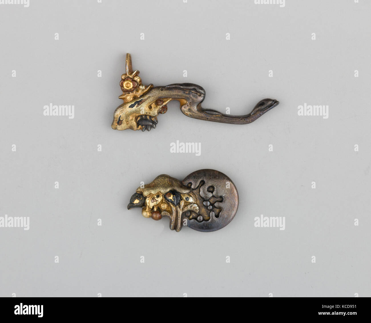 Pair of Sword-Grip Ornaments (Menuki), 1859, Japanese, Gold, silver ...