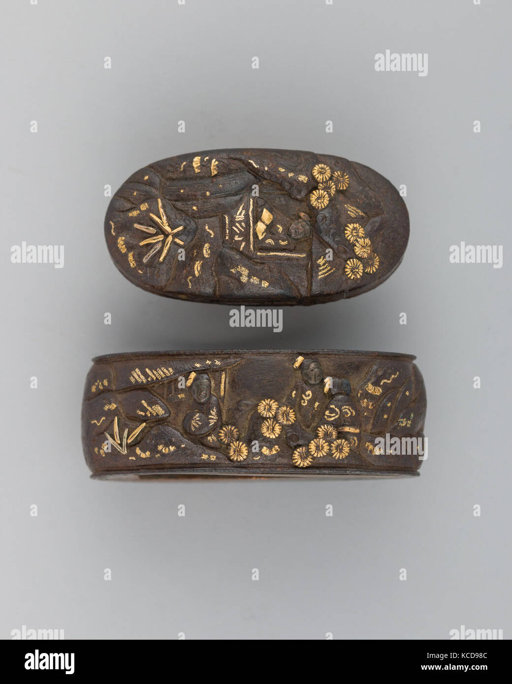 Sword-Hilt Collar and Pommel (Fuchigashira), 18th century Stock Photo ...