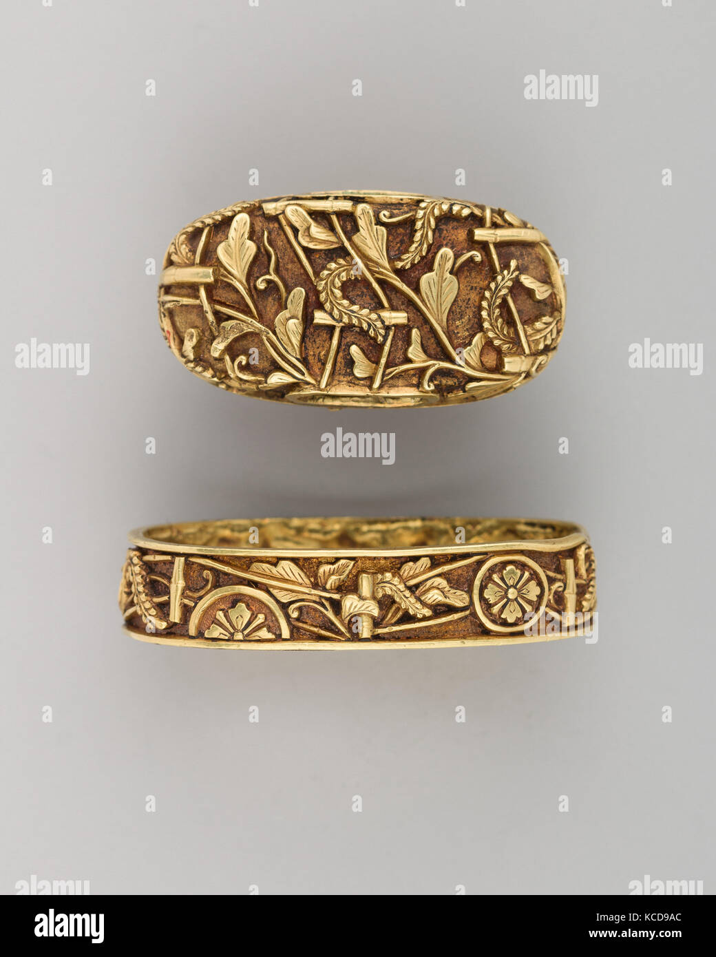 Sword-Hilt Collar and Pommel (Fuchigashira), 16th century Stock Photo ...