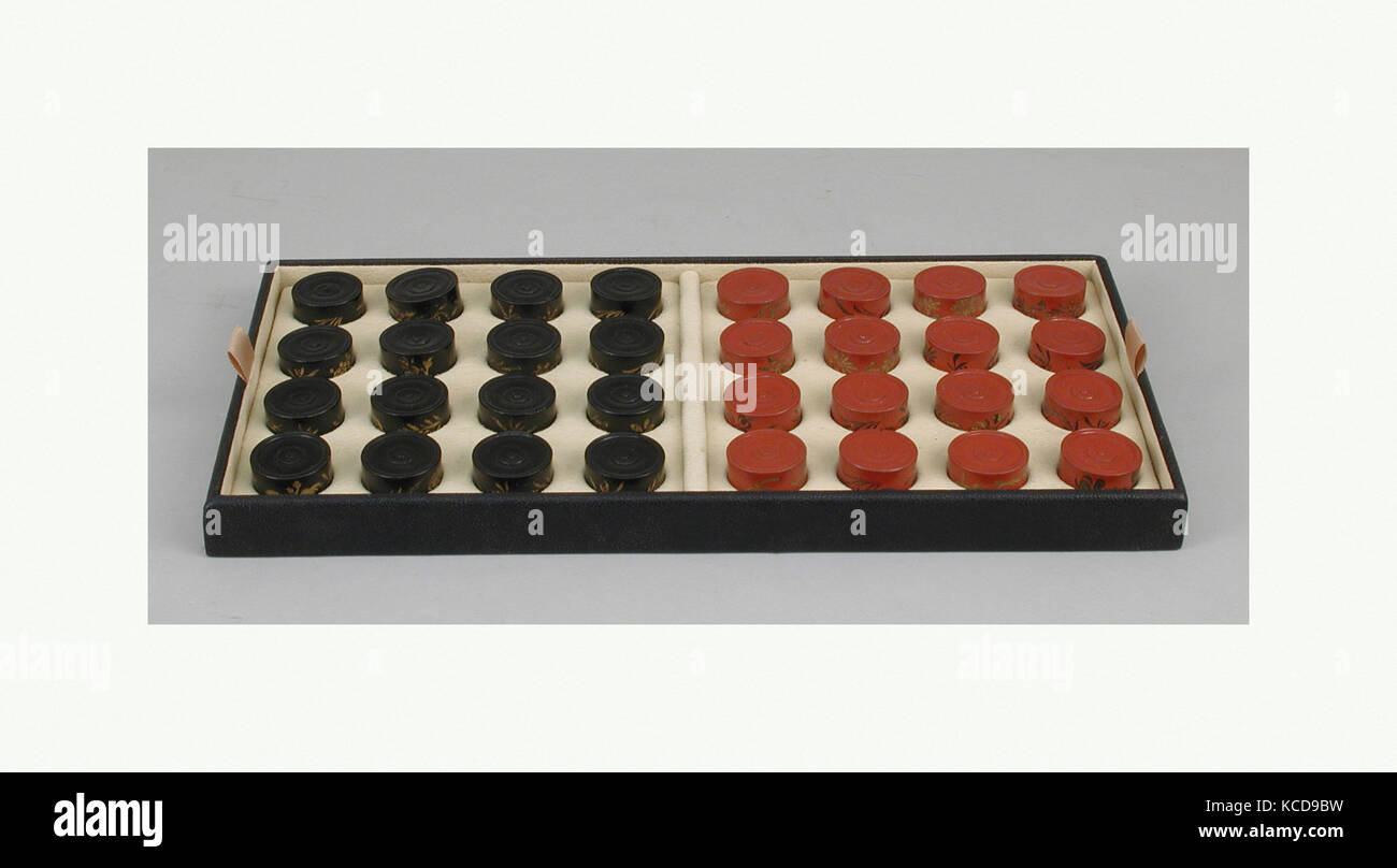 Draughtsmen, 18th century, British, Wood lacquered, confirmed: 9/16 in ...
