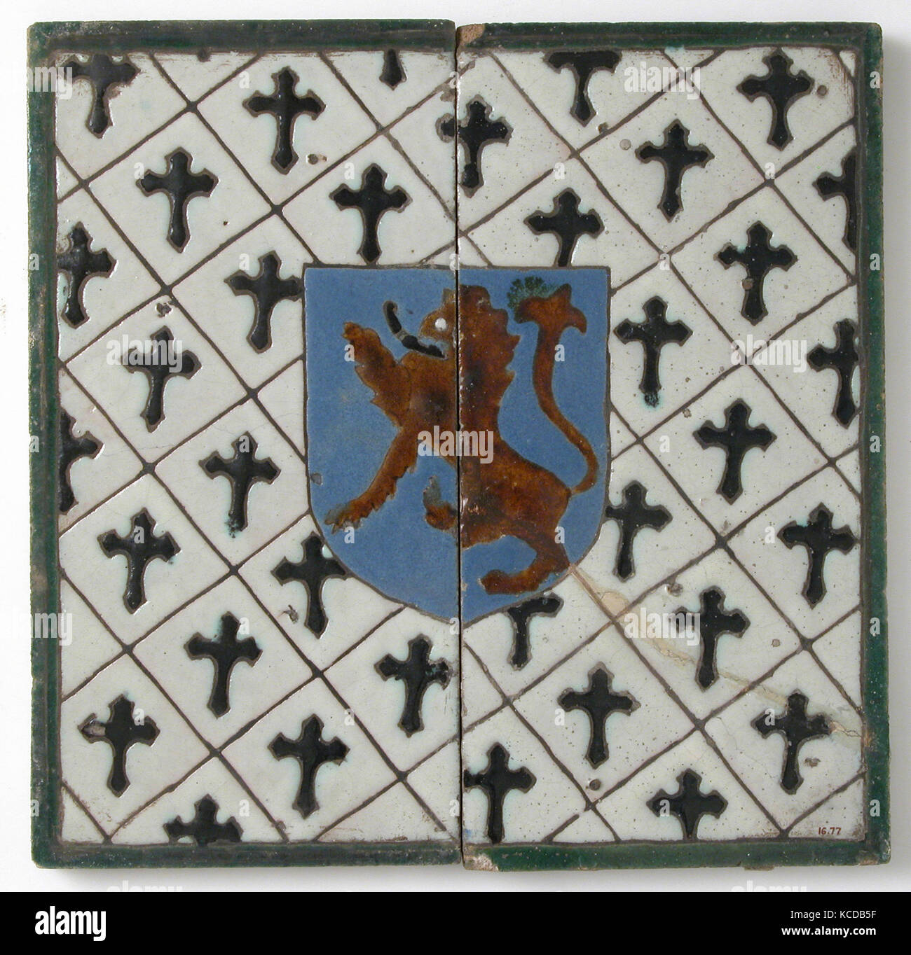 Tiles with a Lion on a Shield, late 1400s or early 1500s Stock Photo ...