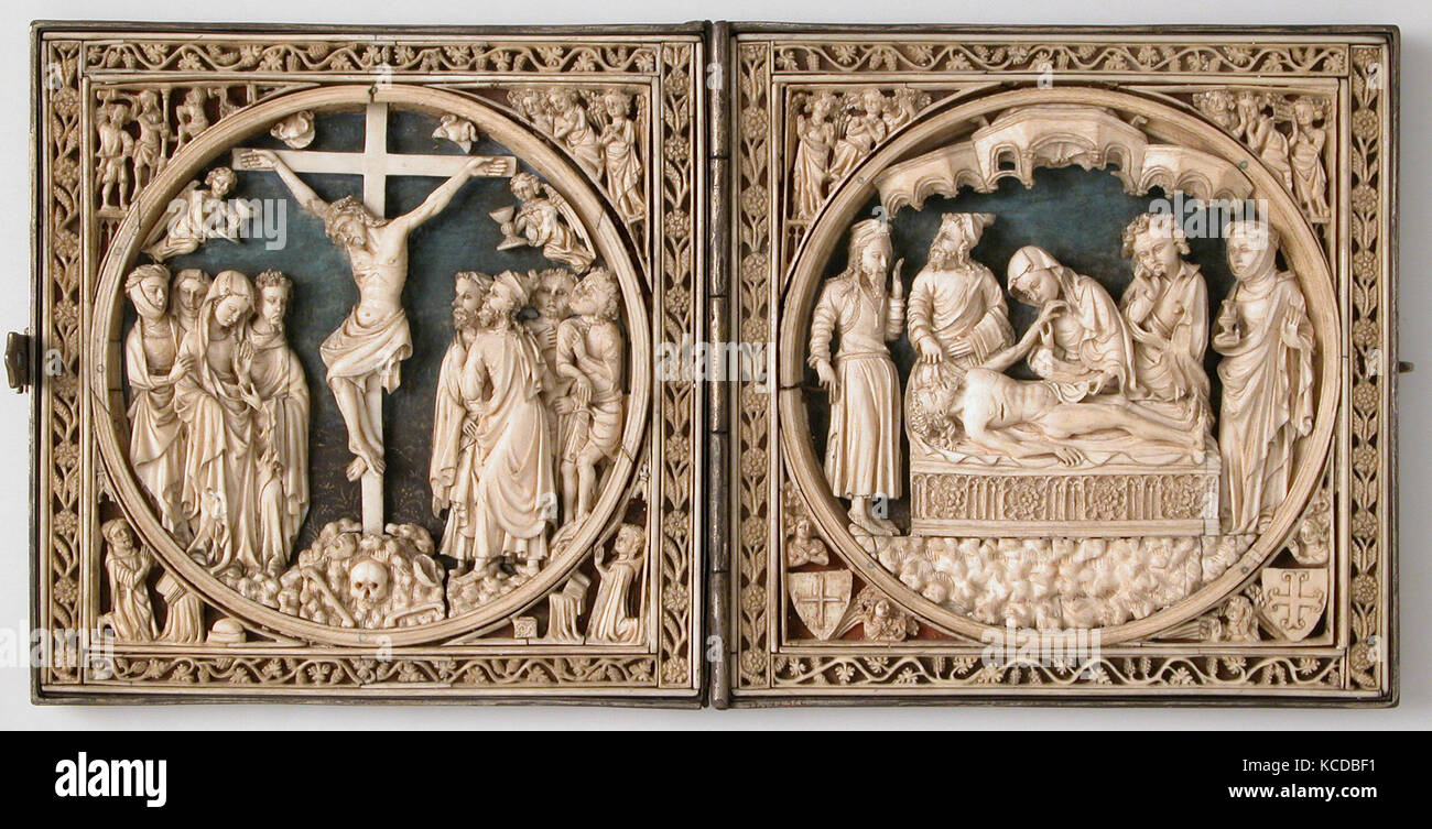 Diptych, 1400–1450, French or South Netherlandish, Ivory, parchment ...