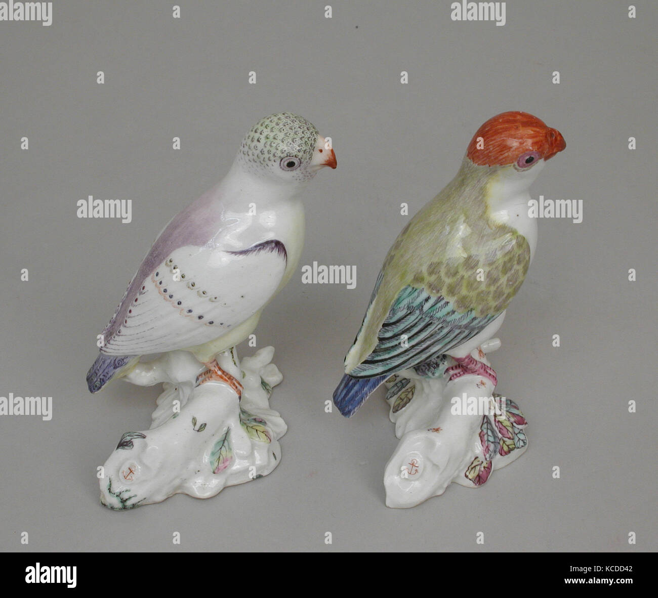 Pair of parakeets, ca. 1750, British, Chelsea, Soft-paste porcelain ...