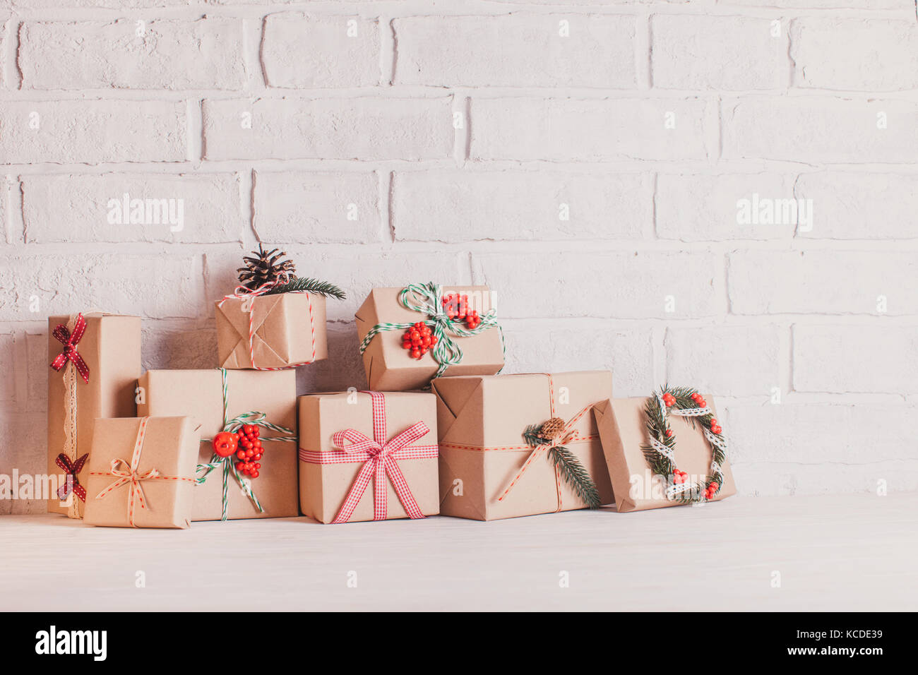 Christmas craft boxes Stock Photo - Alamy
