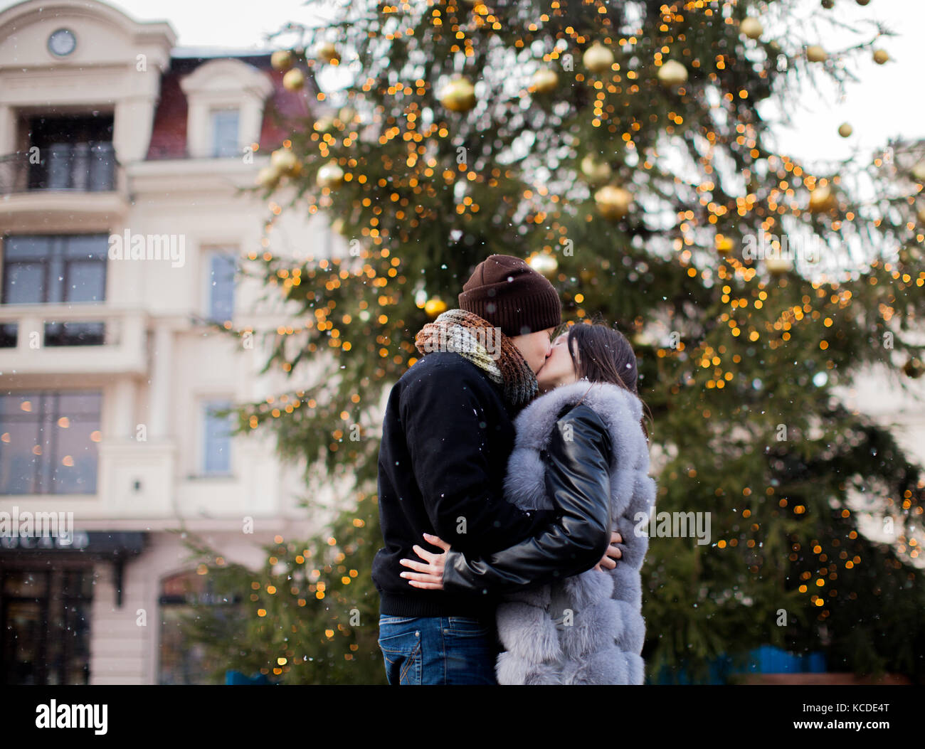 Winter snowfall love Stock Photo - Alamy