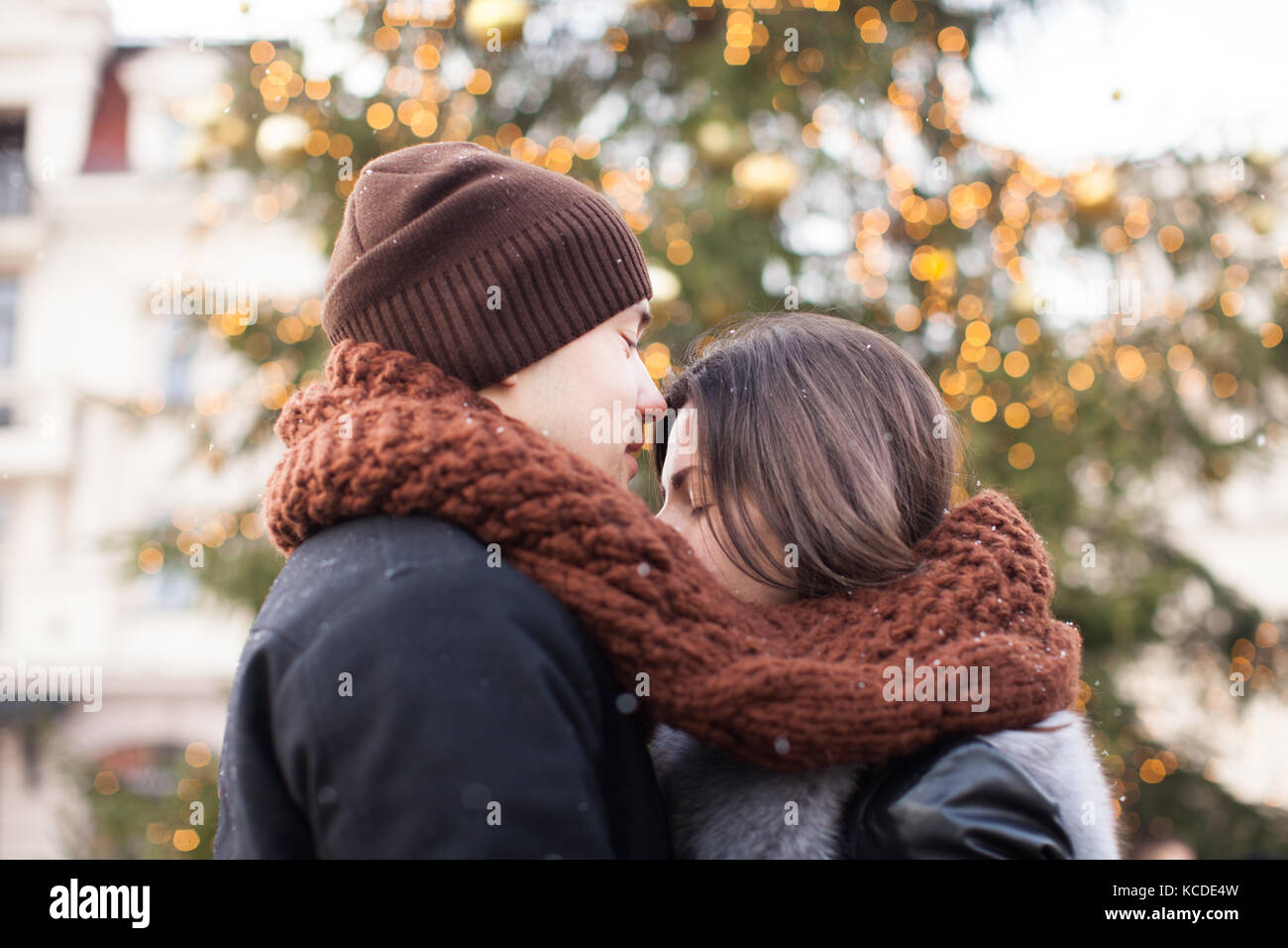 Winter snowfall love Stock Photo - Alamy