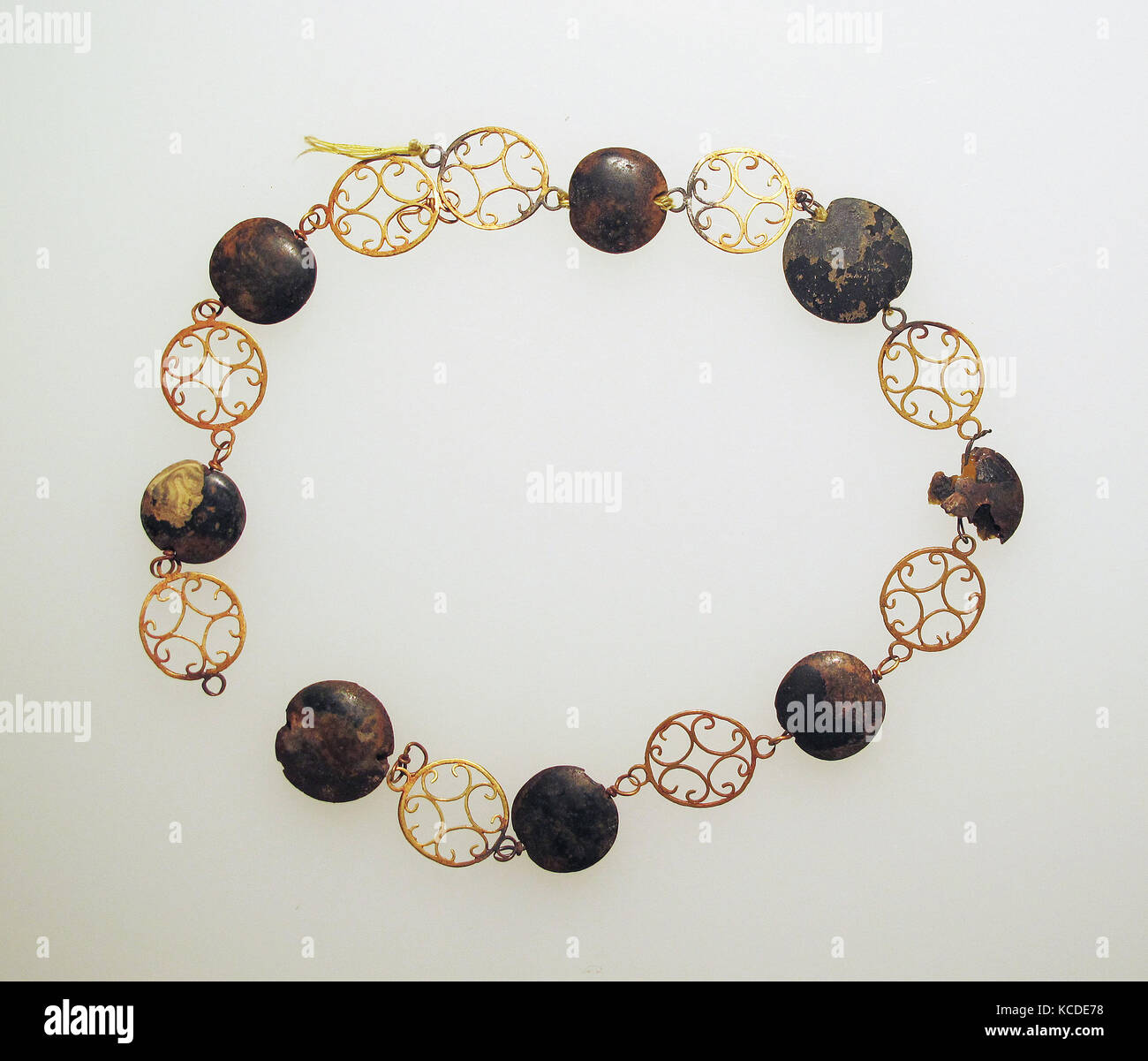 Necklace with paste beads, Late Imperial, 3rd century A.D., Roman, Gold ...