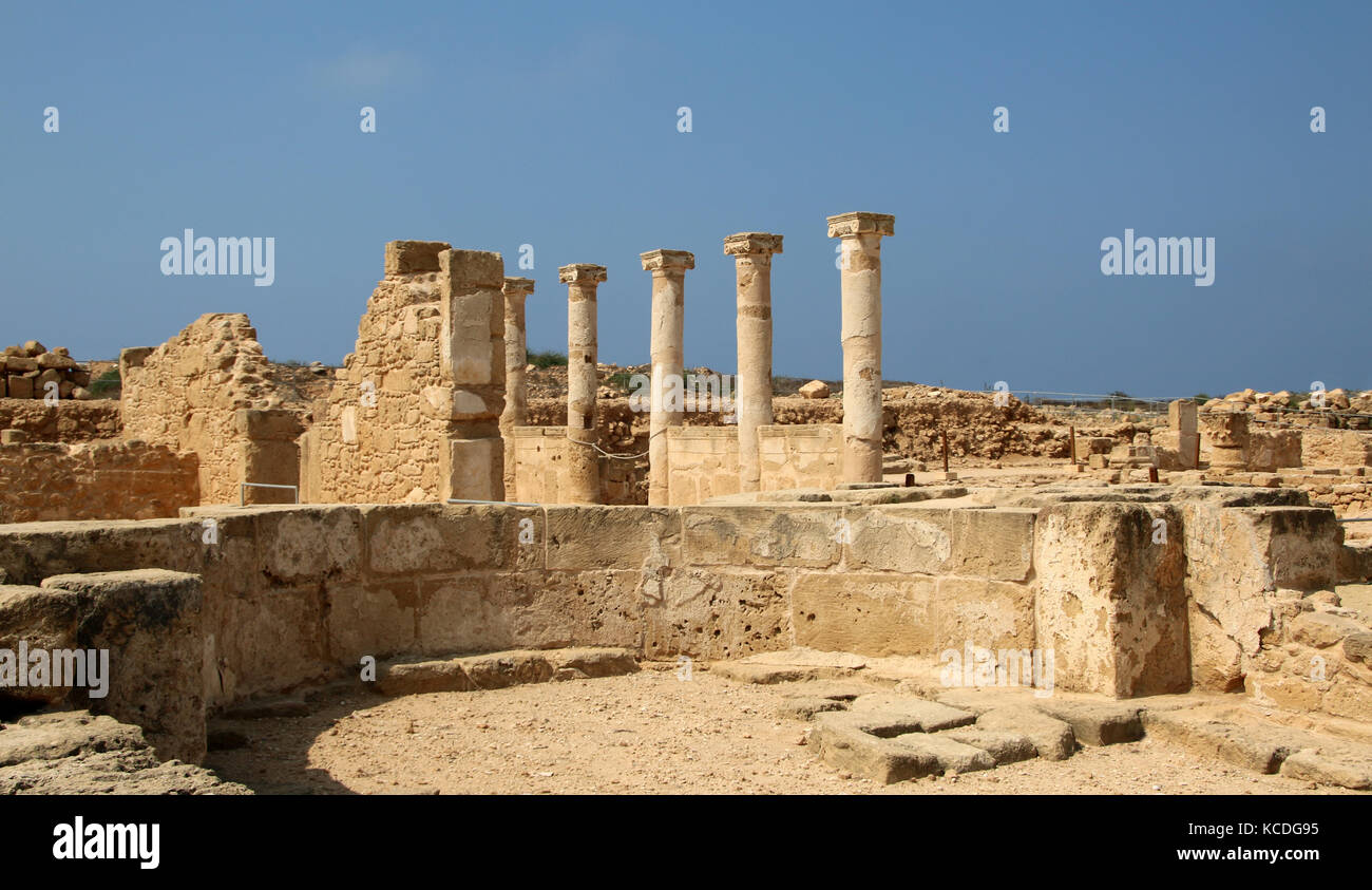 Ruins of an ancient temple. Paphos Archaelogical Park. UNESCO heritage ...