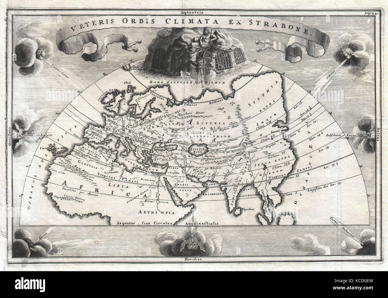 1700, Cellarius Map of Asia, Europe and Africa according to Strabo ...