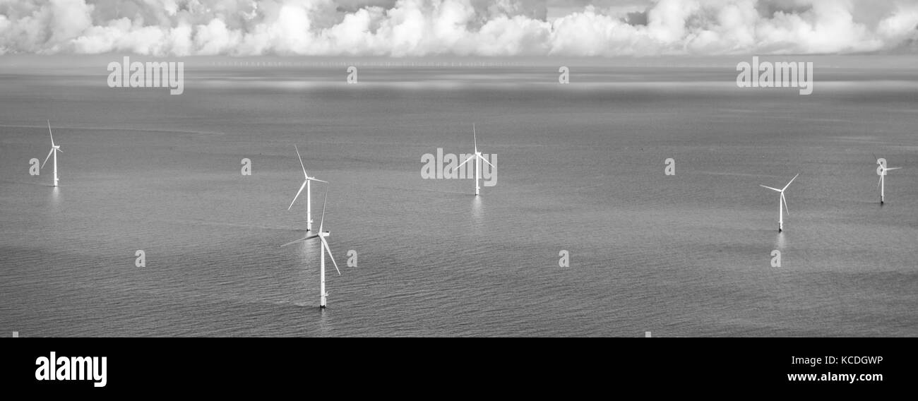 Aerial photo wind turbines Liverpool Bay Stock Photo - Alamy