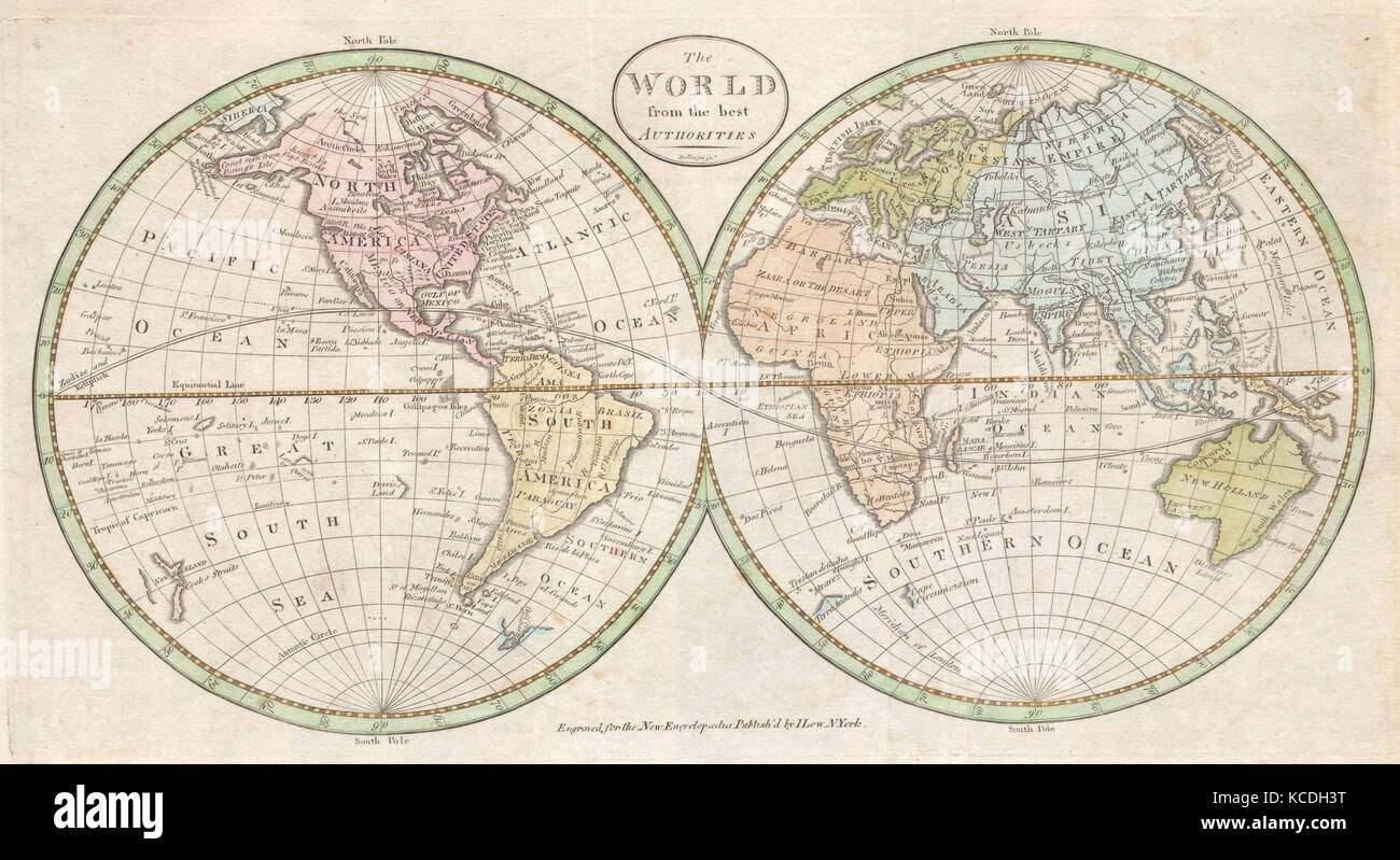 1798, Payne Map of the World, pre 1800 American Map Stock Photo - Alamy
