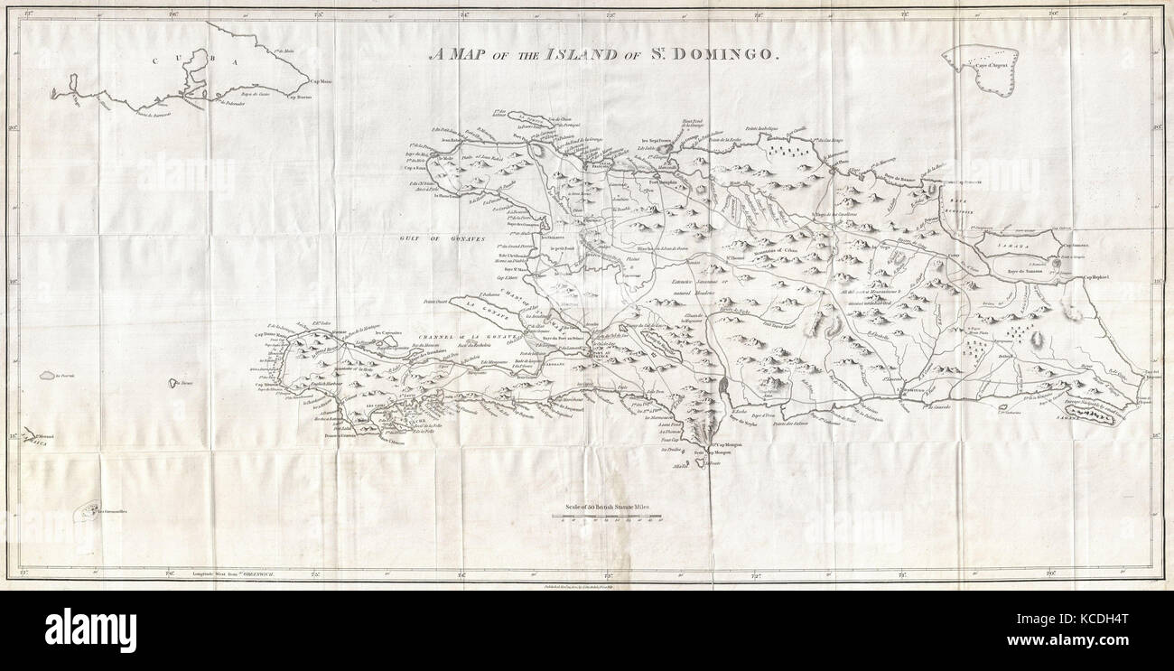 1800 stockdale map of hispaniola or santo domingo hi-res stock ...