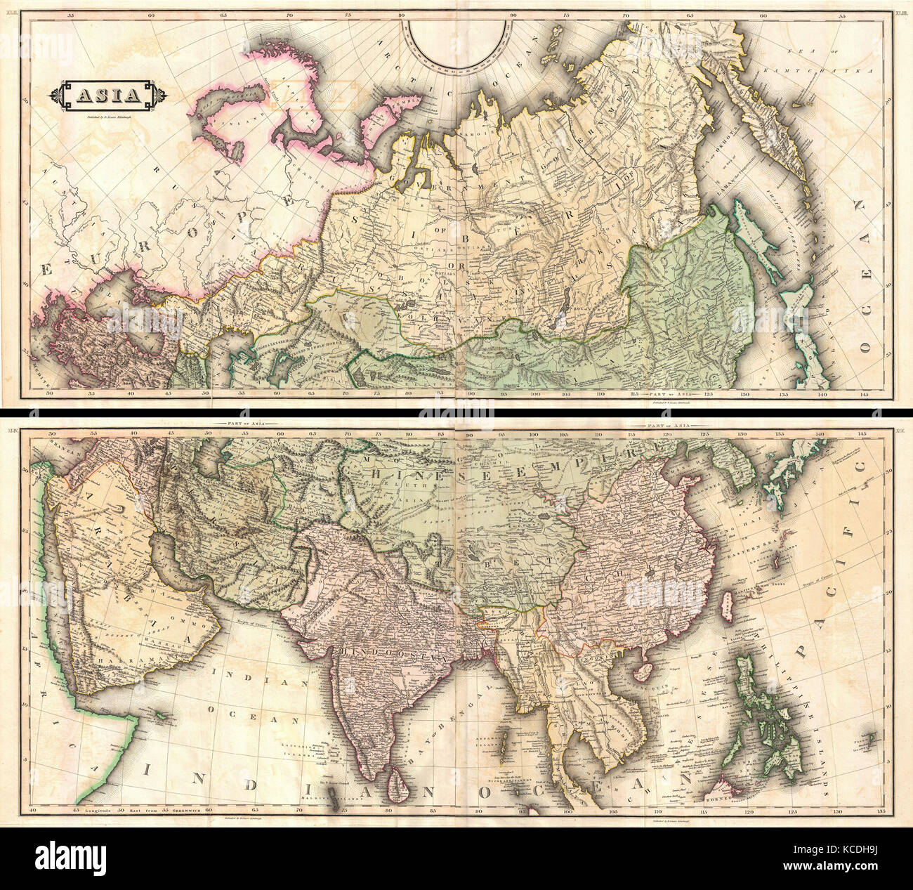 1820 lizars wall map asia hi-res stock photography and images - Alamy