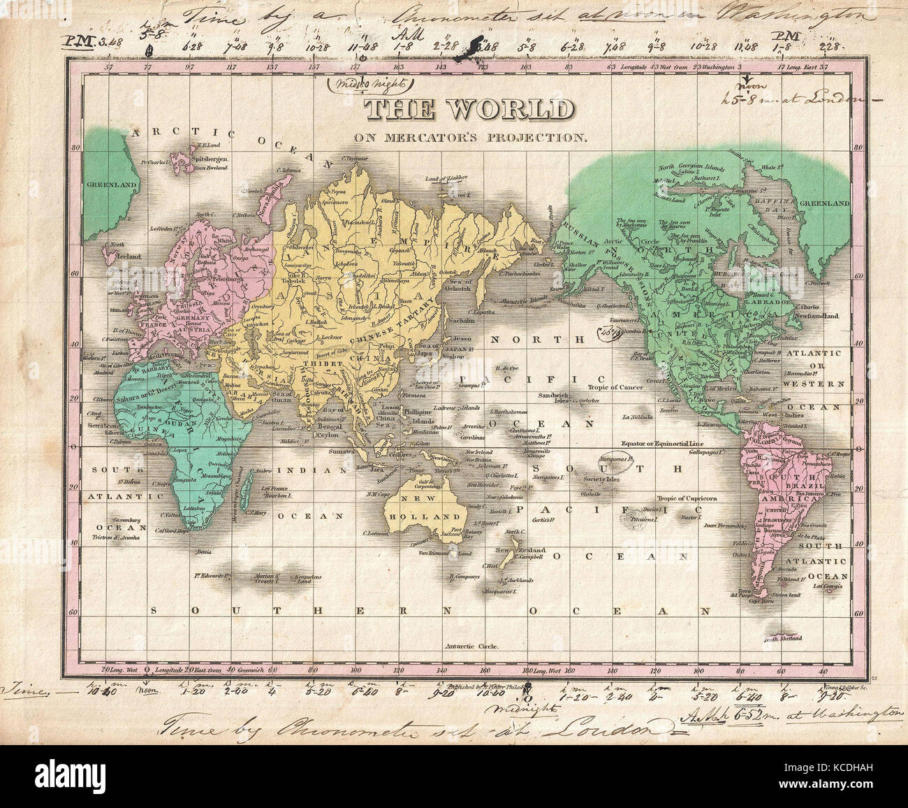 Antique world map 19th century hi-res stock photography and images - Alamy