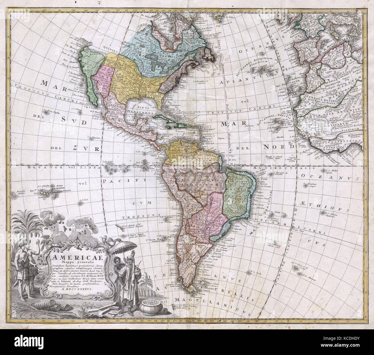 1846, Homann Heirs Map of North America and South America Stock Photo ...