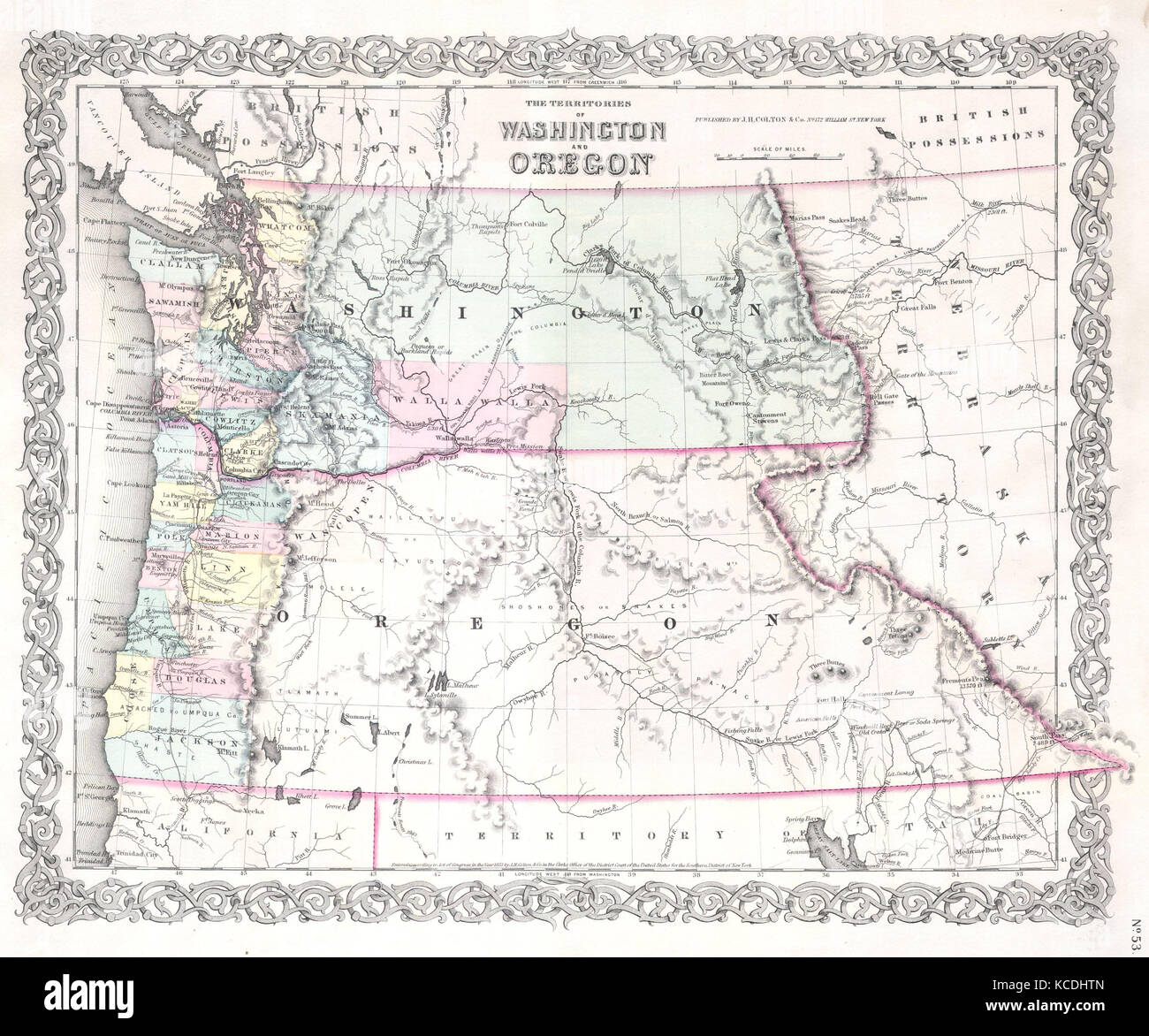 Washington oregon idaho montana map hi-res stock photography and images ...
