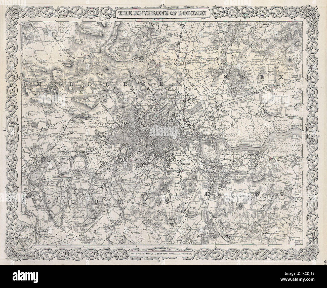 1855, Colton Map or Plan of London, England Stock Photo - Alamy