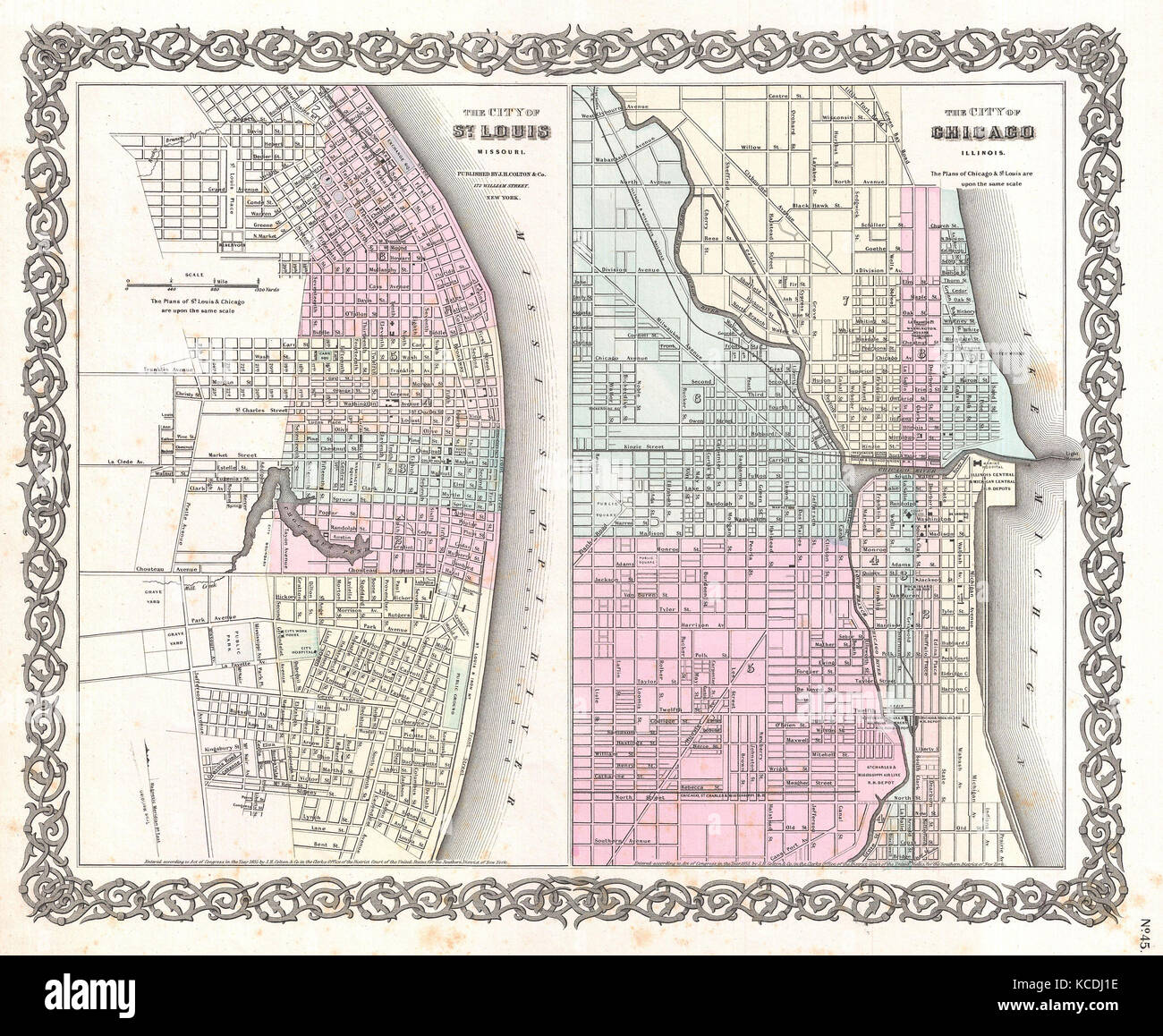 1855 colton plan or map of chicago hi-res stock photography and images ...