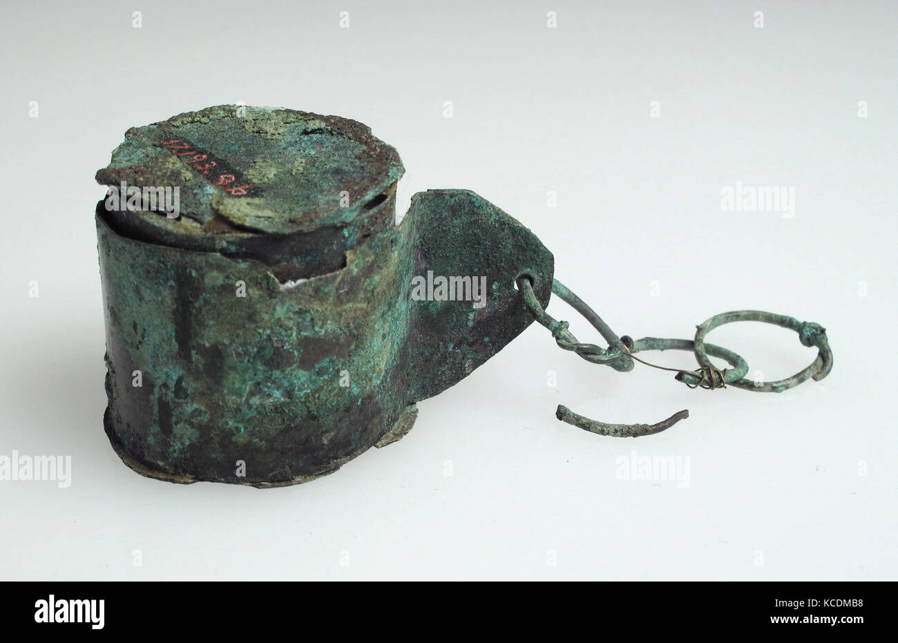Cylindrical Box with Chain, 3rd–4th century, Late Roman, Copper alloy ...