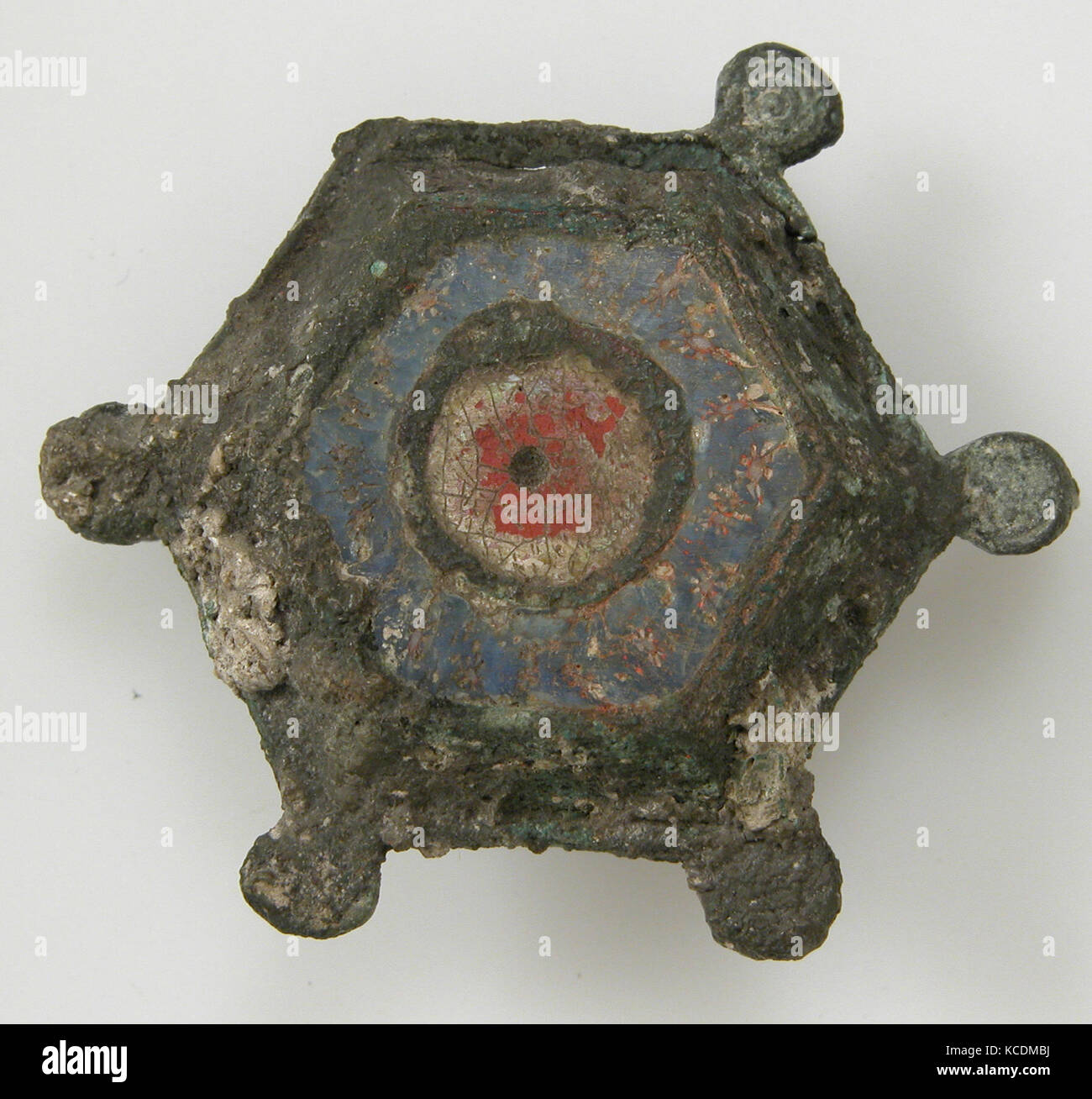 Hexagonal Pin, 100–300, Made in Gaul, Roman, Champlevé enamel, bronze ...