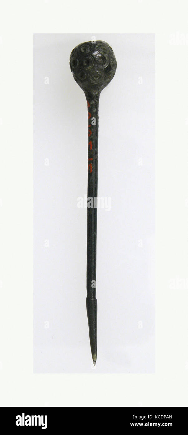 Pin, 6th–8th century, Irish, Copper alloy, Overall: 2 3/4 x diam. 3/8 ...