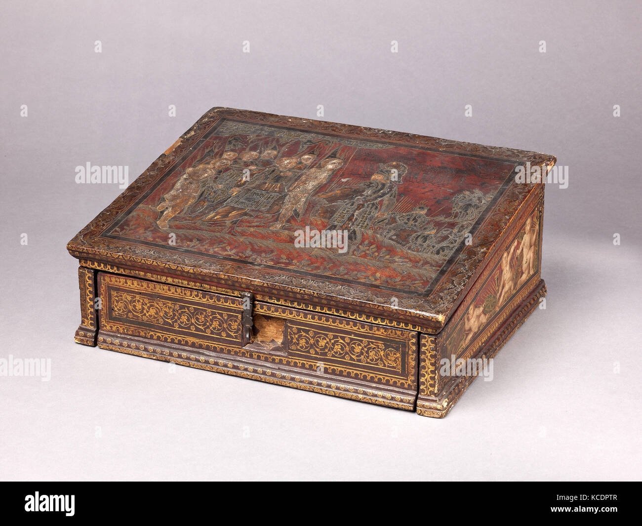 Writing Box, ca. 1550–80, North Italian, Venice (?), Poplar; leather ...