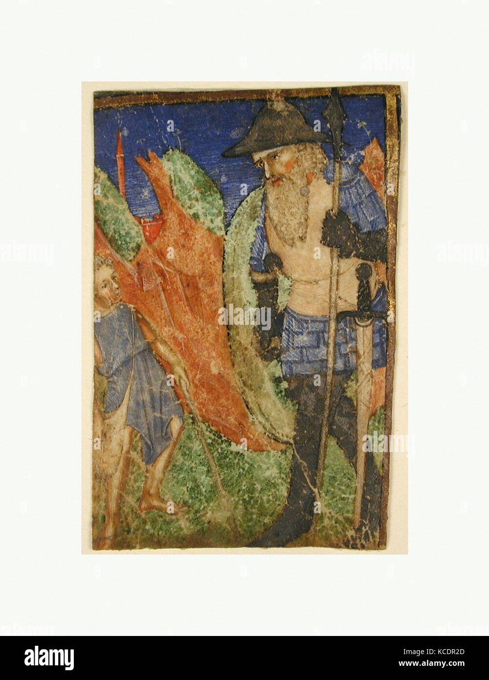 David and Goliath, ca. 1400, French, Parchment, tempera, ink, metal ...