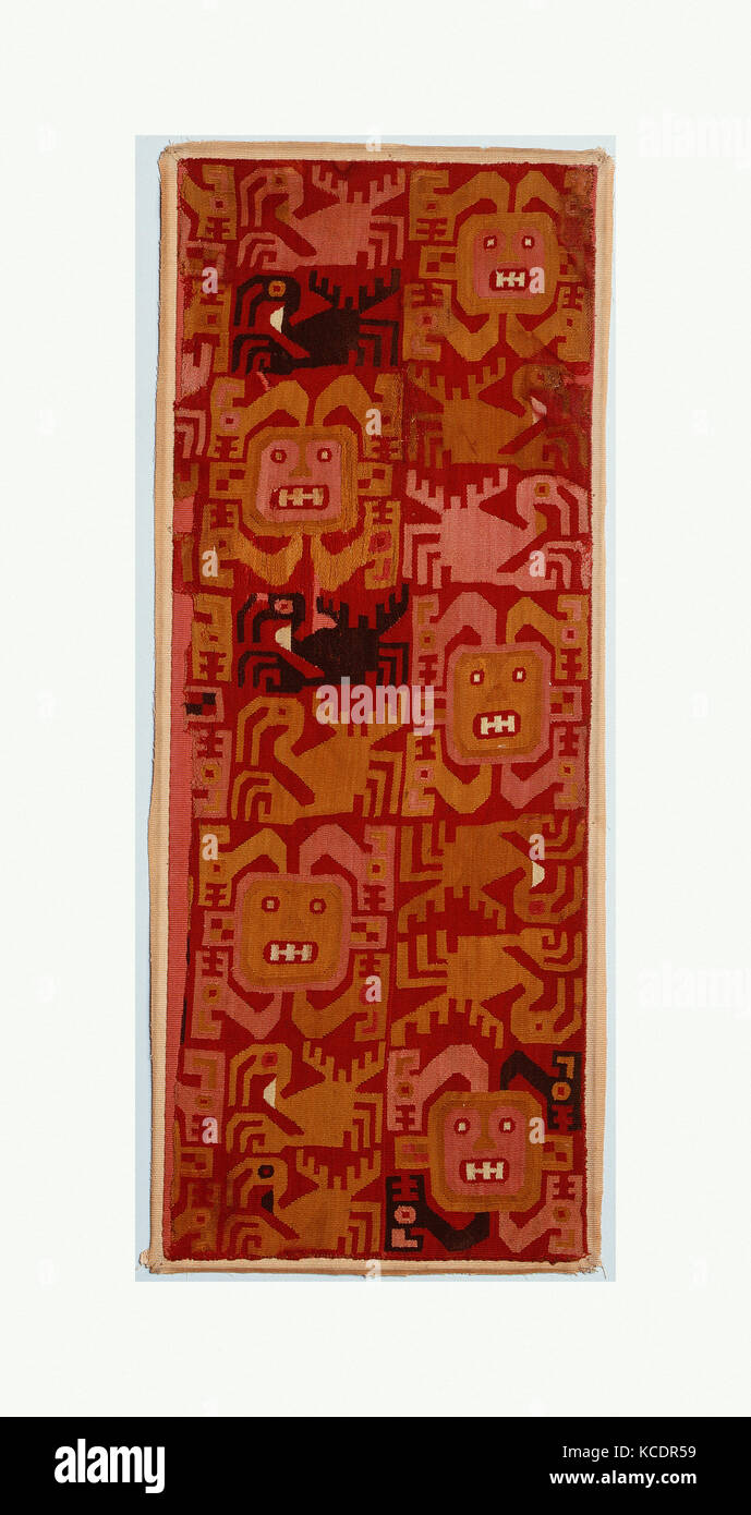 Textile Fragment, 4th–6th century, Peru, Recuay, Camelid hair, Overall ...