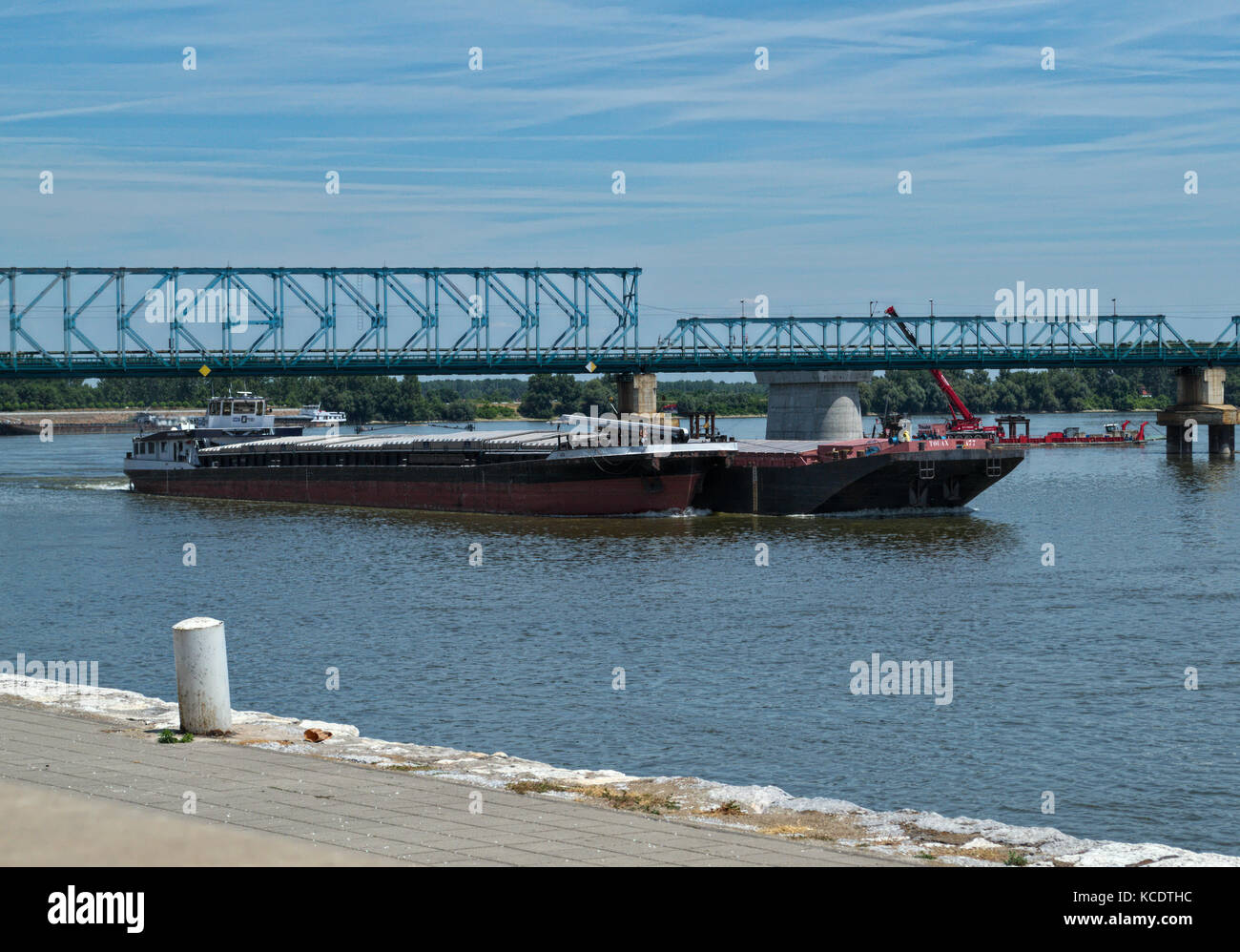 Boat slowly riding on river Danube, Novi Sad Serbia Stock Photo - Alamy