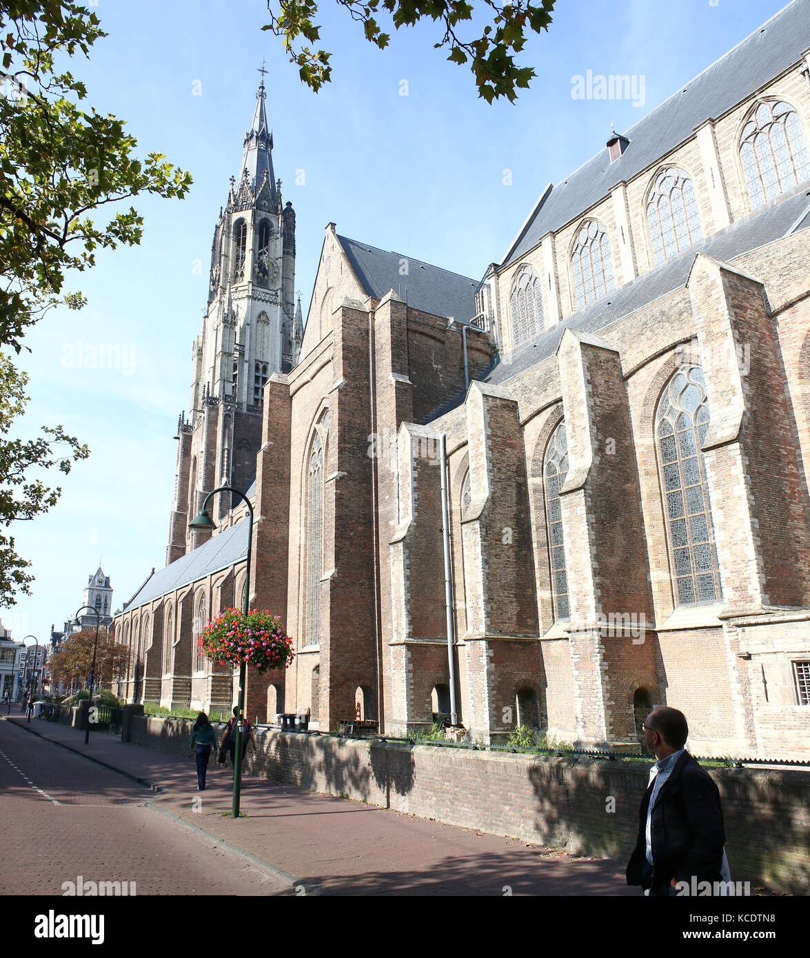 Nave and tower of the 15th century Nieuwe kerk (New Church) in the ...