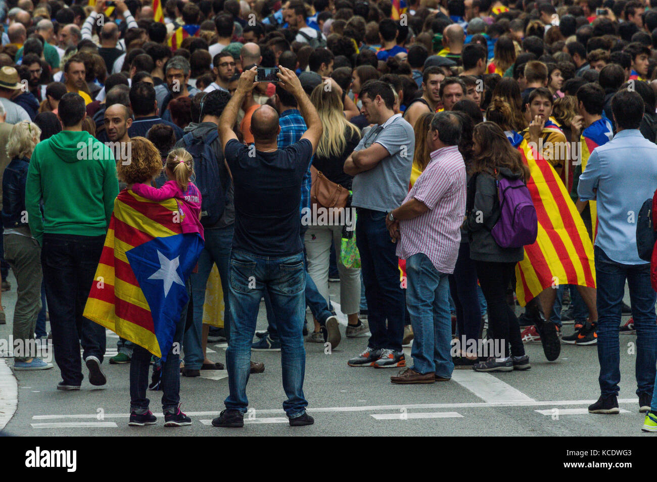 Spain, Barcelona 03 October - 2017 Pacific protest against the law ...