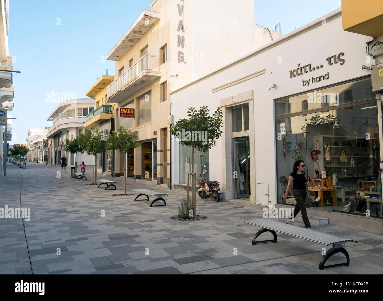 A newly paved pedestrian precinct in Paphos old town, Cyprus Stock ...