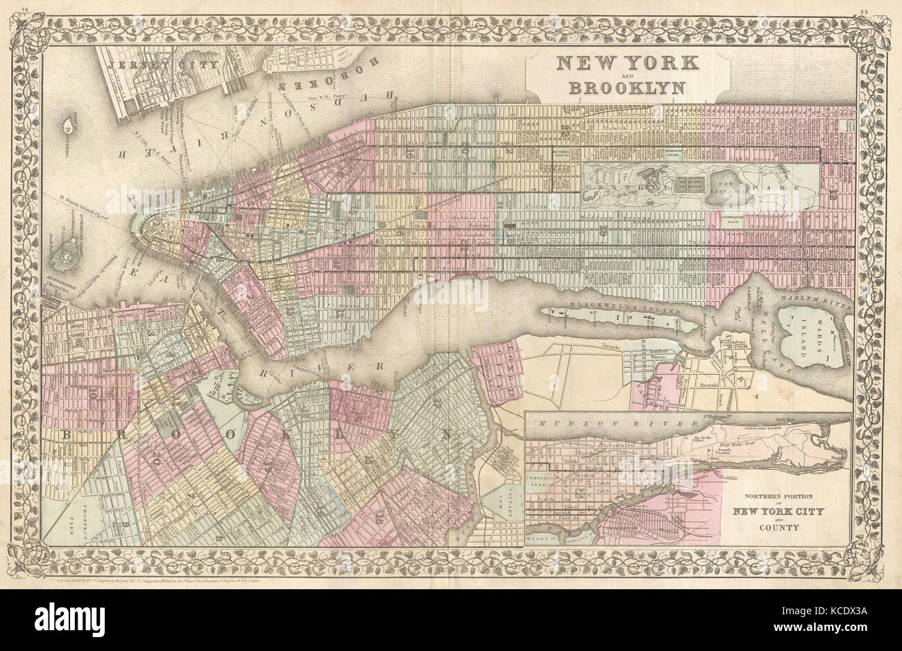 1882, Mitchell Map of New York City, New York Stock Photo - Alamy