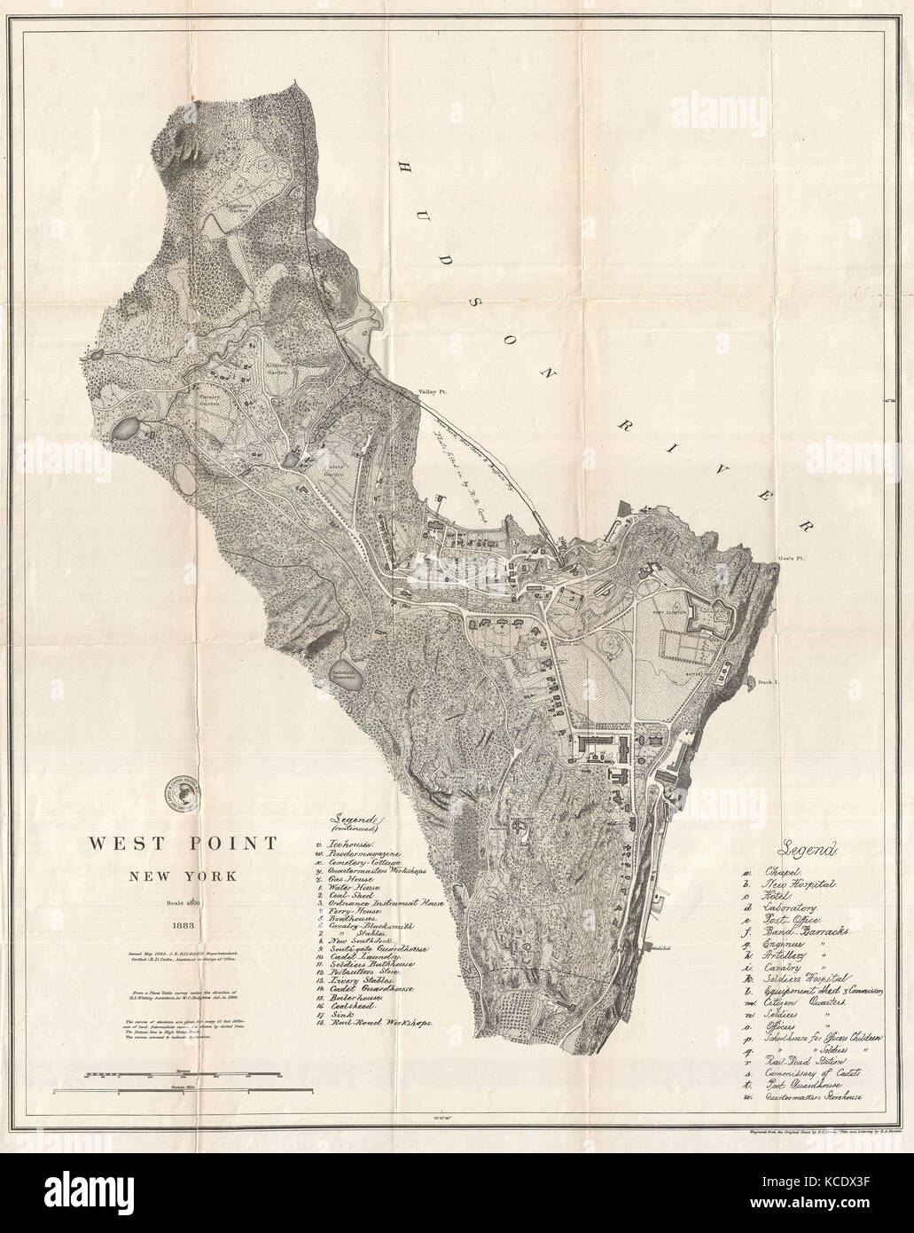 Vintage map of west point military academy hi-res stock photography and ...