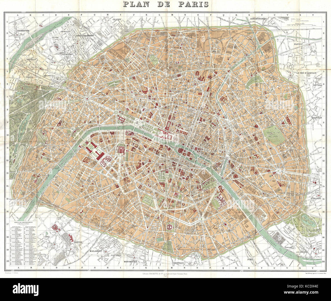 1892, Hachette Plan or Pocket Map of Paris, France Stock Photo - Alamy