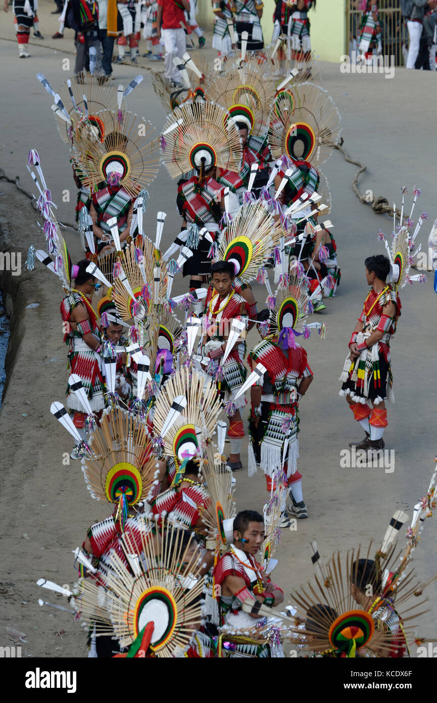 Naga tribesmen participating at the Stone pulling ceremony during ...
