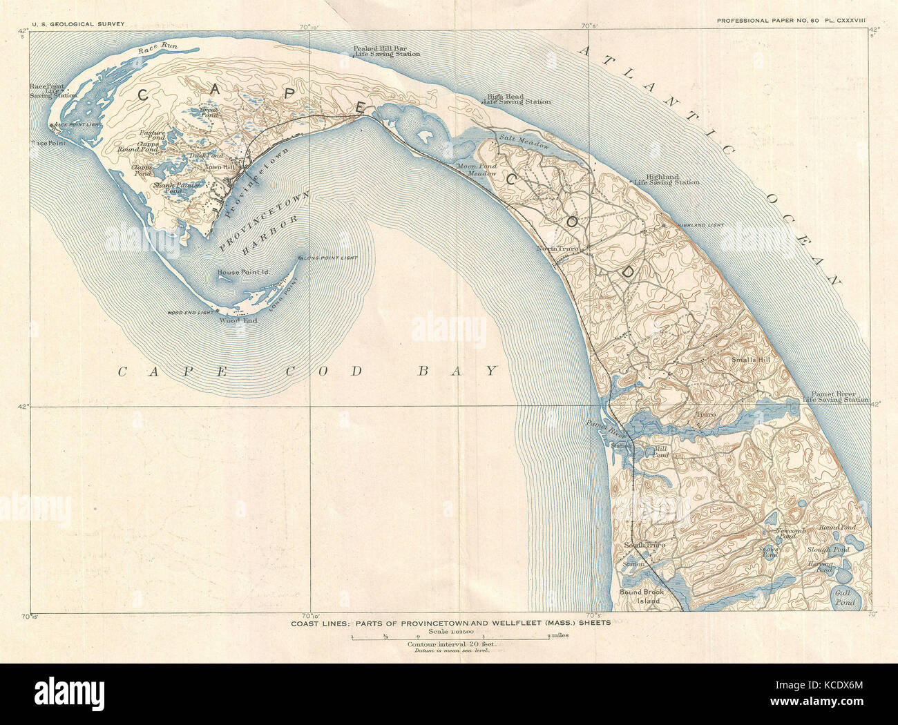 1908, U.S. Geological Survey Map of Provincetown, Cape Cod ...