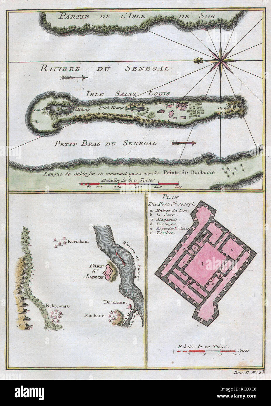 1750, Bellin Map of the Senegal Stock Photo - Alamy