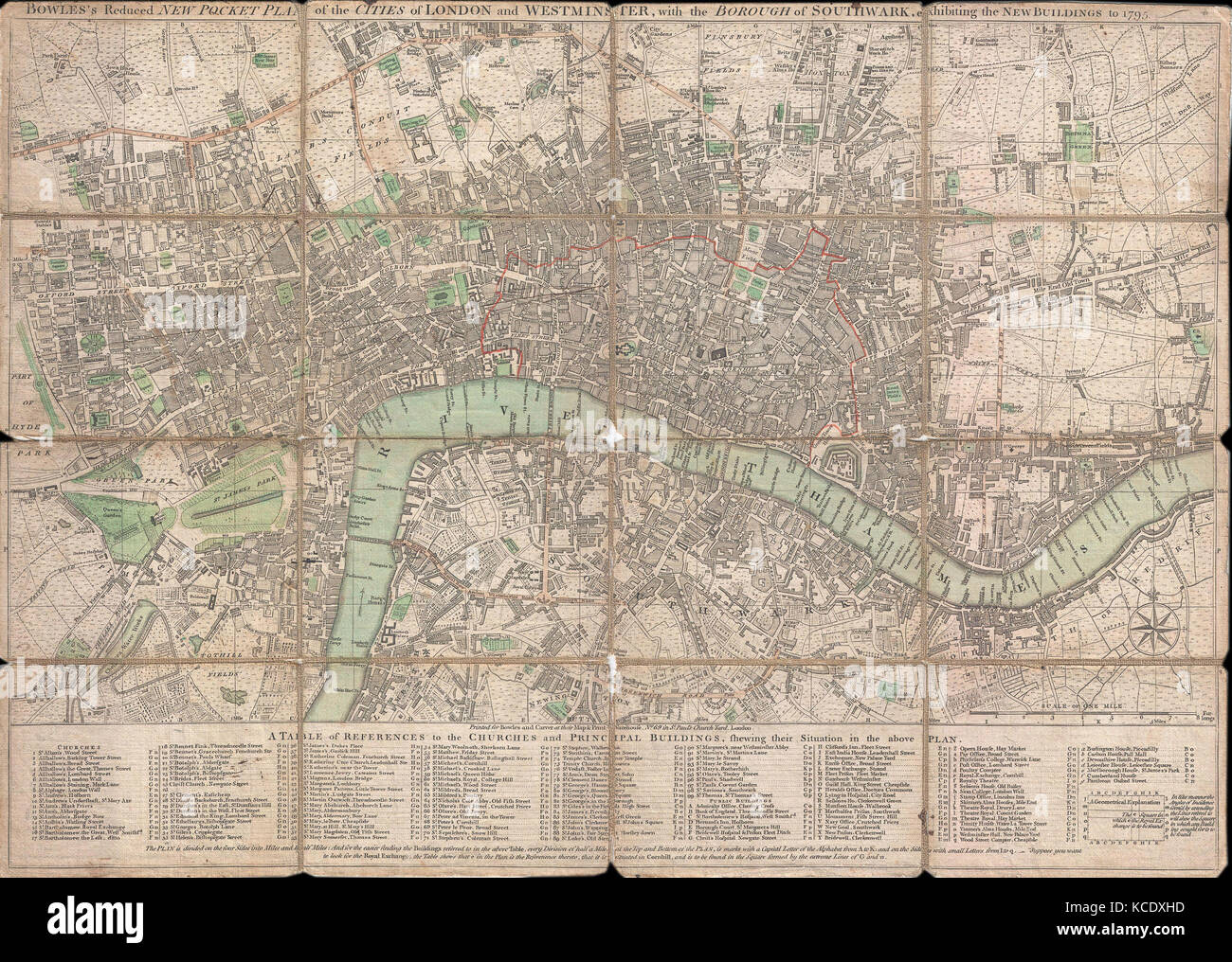 1795, Bowles Pocket Map of London Stock Photo - Alamy